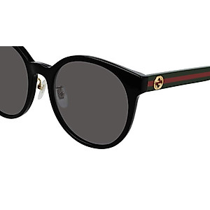 Gucci GG0416SK 002 55M Black/Multicolor/Grey Round Sunglasses For Women + BUNDLE with Designer iWear Eyewear Kit