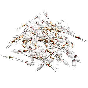 uxcell 50Pcs F5 5x13mm Bright Green Light Neon Light Bulb Indicator Lamp W 82K Resistor 2 Pin Clear Halogen Light Bulb for Closet Landscape Lighting