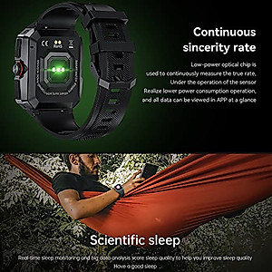 Military Smart Watches for Men, 5ATM Waterproof Rugged Grade Bluetooth Call(Answer/Dial Calls), Health Tracker for Android Phones and iPhone Compatible, 1.85" Heart Rate/Blood Pressure Watch (Black)