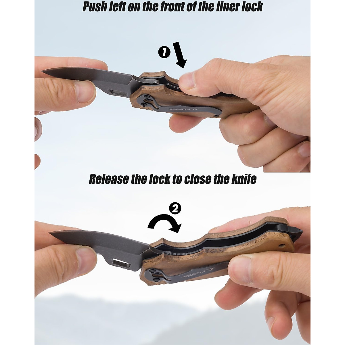 FLISSA Mini Folding Pocket Knife, 2.5-Inch Stainless Steel Drop Point Blade, EDC Pocket, Knives for Men with Bottle Opener and Glass Breaker (Brown), Good Merry Christmas Gift