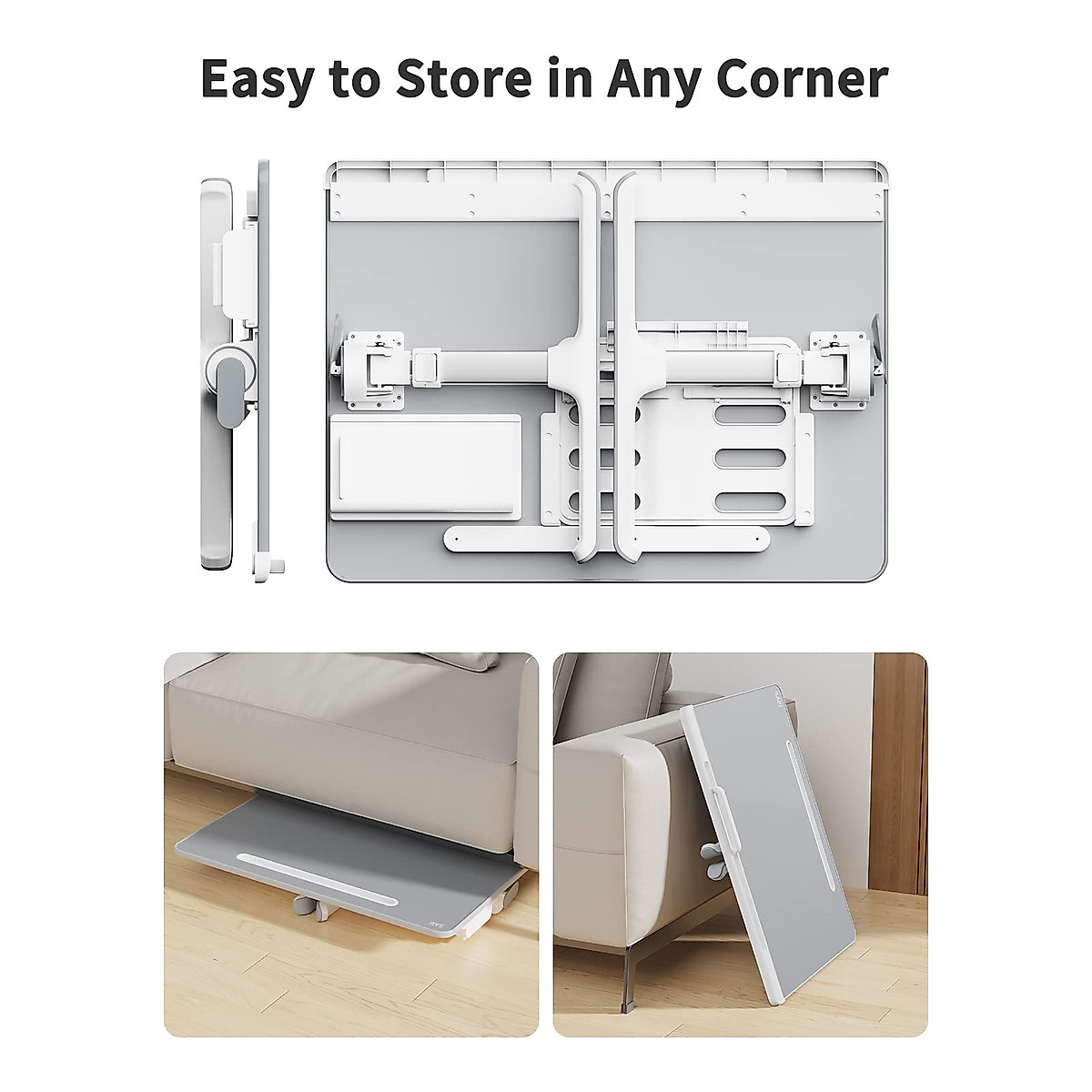 Laptop Bed Tray Desk, SAIJI Adjustable Laptop Stand for Bed, Foldable Laptop Table with Storage Drawer for Eating, Working, Writing, Gaming, Drawing (Gray, X-Large)