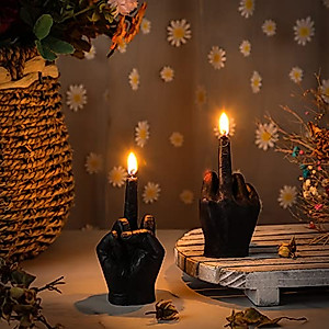 2 Pieces Middle Finger Aesthetic Candles Soy Wax Hand Shaped Candle Funky Room Decor Aesthetic Danish Room Decor Cool Trendy Modern Hippie Room Decor (Black)
