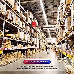 ANTLUX 110W LED Shop Light 8FT Linear Strip Lights Linkable, 12000 Lumens, 5000K, 8 Foot Garage Lights, Surface Mount and Hanging Ceiling Lighting Fixture, 2 Pack