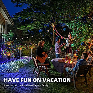 4 PCS Solar Firework Light, Outdoor Solar Garden Decorative Lights 120 LED Powered 40 Copper Wires String DIY Landscape Light for Walkway Pathway Backyard Christmas Decoration Parties (Multi-Colored)