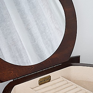 Hives and Honey Bailey Oval Standing Jewelry Armoire Cabinet, Jewelry Storage Organizer with Mirror Lid, Side Doors, 7 Drawers, Jewelry Chest, Jewelry Box for Necklaces, Earrings, Bracelets, Walnut