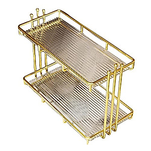 B Baosity Multifunctional Bathroom Countertop Organizer 2 Tiers Vanity Organizer Tray Holder for Kitchen Dresser Countertop Office Bathroom, M