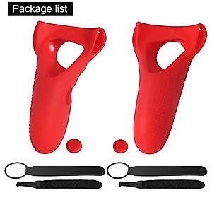 Hooshion 3 Set Handle Non-Slip Silicone Protective Case Joystick Cap Anti-Drop Leather Hand Strap for Oculus Quest/Rift S VR Headset (Blue)
