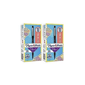 Flair Felt Tip Pens, Medium Point (0.7mm), Black, 12 Count