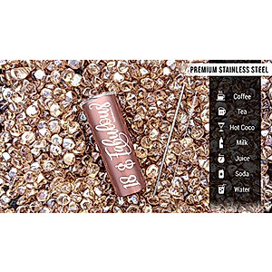 18 & Fabulous Stainless Steel Wine Tumbler w Lid, Straw, Brush - 18th Birthday Gifts For Girls, 18th Birthday Decorations For Girls, 18th Birthday Cup & Party Favor Supplies For Her PARIS PRODUCTS CO.