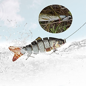 ODS Animated Fishing Lure Swimbait for Fishing|Slow Sinking Bionic Swimming Lures with Fishing Hooks Freshwater Saltwater (Set 4-3pcs)