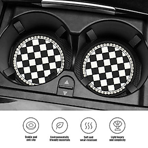 GKmow 2 PCS Bling Car Coasters, 2.7" Grid PVC Cute Anti-Slip Crystal Rhinestone Drink Car Cup Mat, Universal Car Cup Holder Insert Coaster for Most Cars