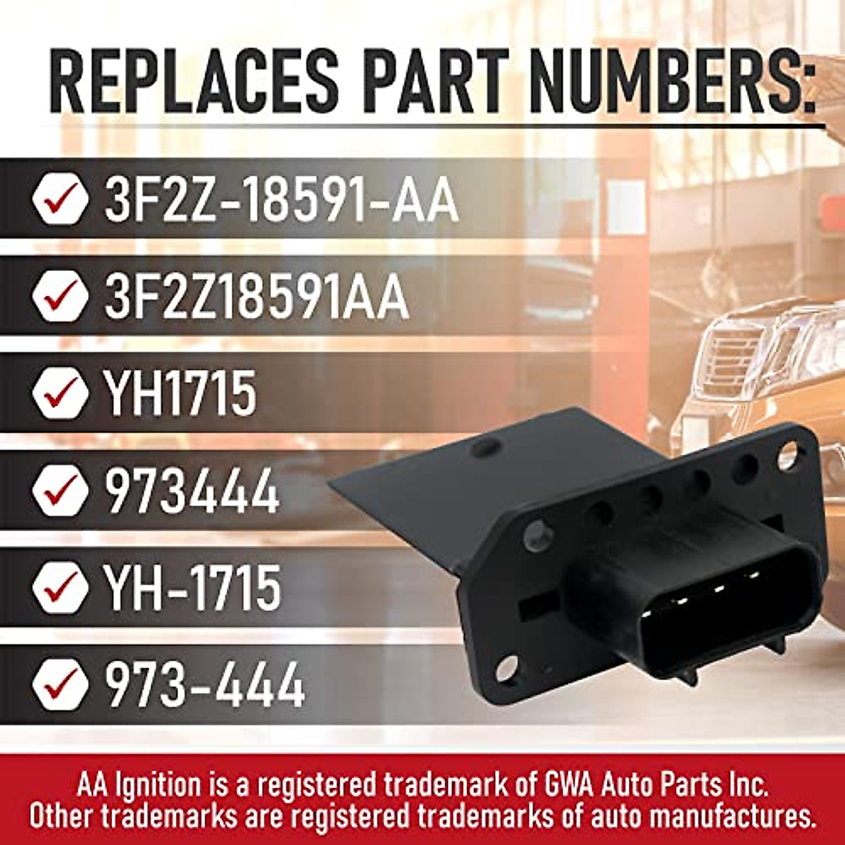 HVAC Blower Motor Resistor - Compatible with Ford, Lincoln, Mercury Vehicles - Expedition, Escape, F150, F250, F350 Super Duty, Mustang, Mark LT, Mariner Replaces 3F2Z-18591-AA, YH-1715