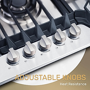 TOPWISH 36" Built-in Gas Cooktop, 5 ITALY SABAF Sealed Burners Gas Rangetop 41,800BTU, NG/LPG Convertible, Stainless Steel Burner Gas Stovetop with Thermocouple Protection,120V AC. (36 inch)