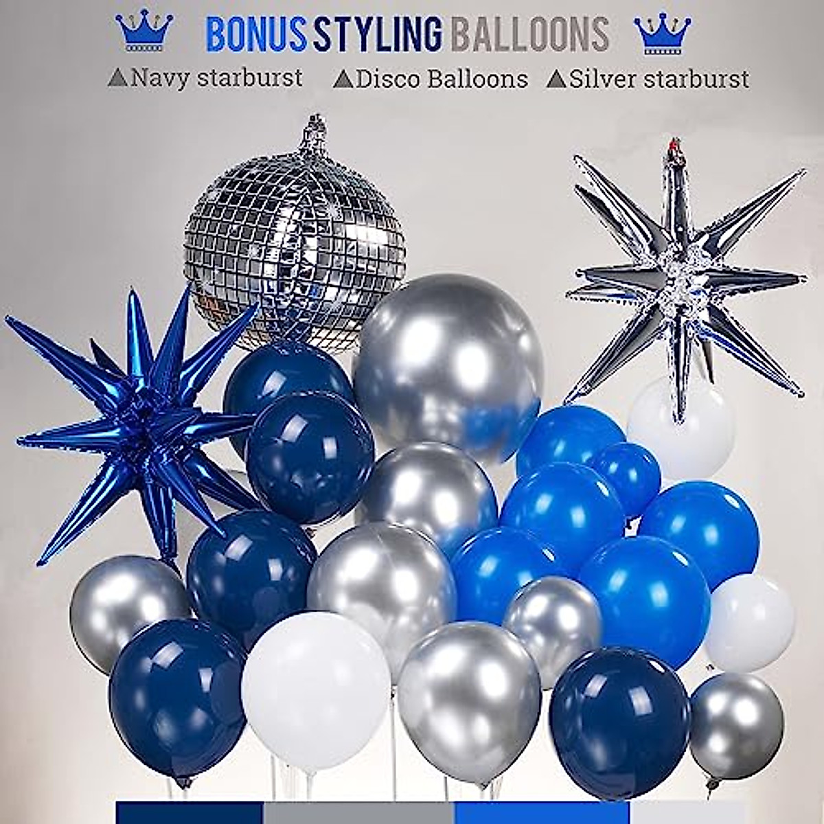 Navy Royal blue and Silver white balloon kit for Graduation birthday party decorations class of 2023 Grad congratulations Prom party Grad ceremony decor
