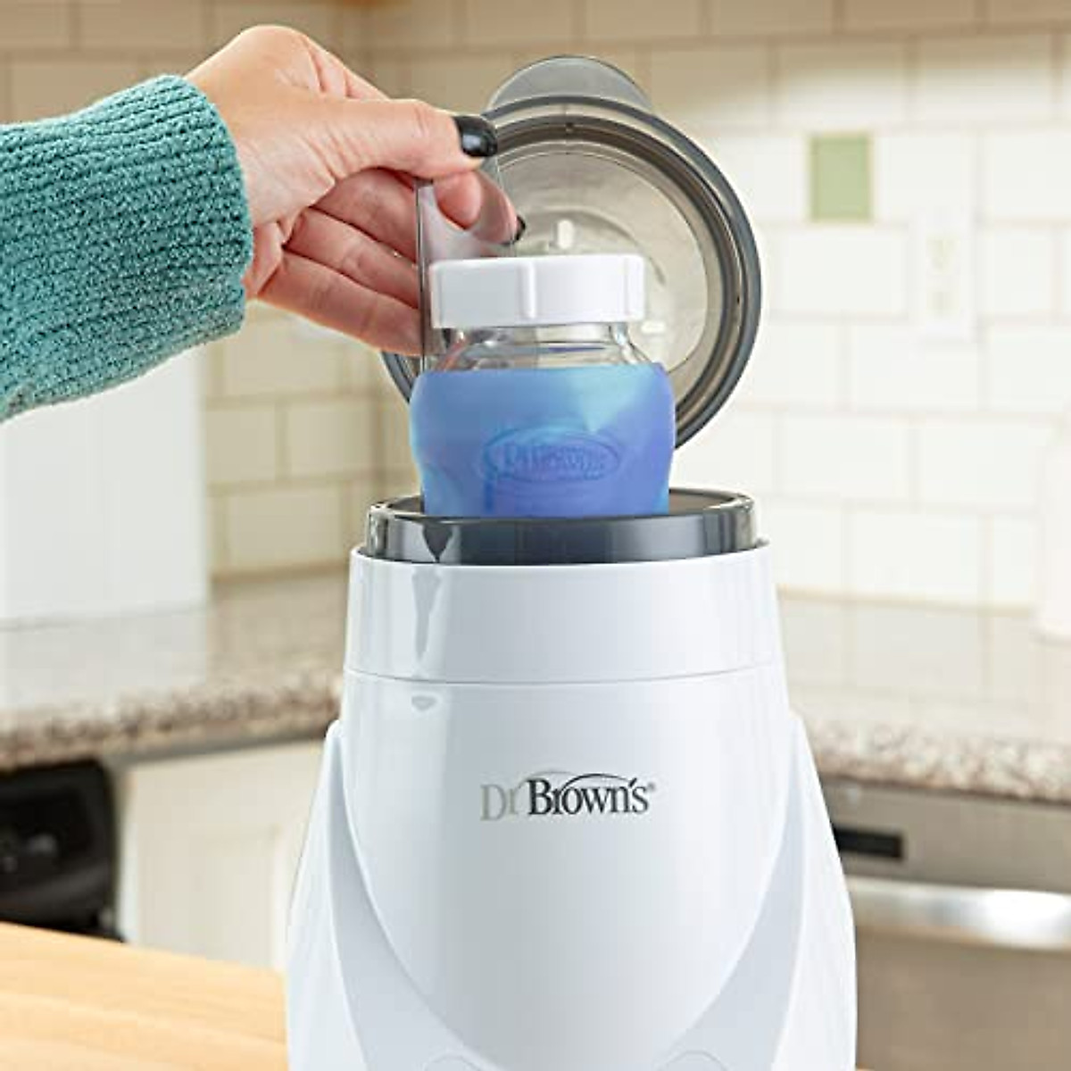 Dr. Brown’s Natural Flow Options+ Glass Baby Bottle Sleeves, 100% Silicone, 9 oz, Wide-Neck, Glow in the Dark