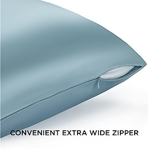 Bedsure Silk Pillowcase for Hair and Skin, Blue Silk Pillow Cases Queen Size, Gifts for Women and Men, 20x30 Inches(1 PCS)