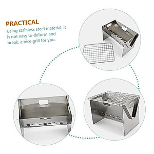 MARMERDO Folding Grill Outdoor Griddle Grill Small Charcoal Grill Mini Bbq Grill Portable Camping Stove Camping Grills Racks Portable Charcoal Grill Barbecue Grill Bbq Tool Silver