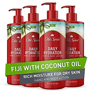 Old Spice Daily Hydration Hand & Body Lotion for Men, Fiji with Coconut Oil, 16 oz, Pack of 4