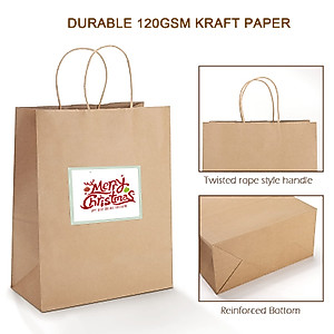 Kslong 105 Pack Brown Kraft Gift Bags with Handles, Natural Plain Kraft Paper Shopping Bags Bulk for Retail Business, Grocery, Merchandise, Craft, Birthday, Wedding, Party Favors in 3 Sizes