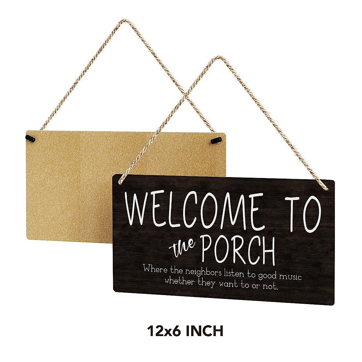 SENJIAN Rustic Porch Wood Decor Sign, Welcome to the Porch Printed Wood Sign Wall Art, Hanging Door Sign, Decorative Wood Sign Home Decor 12" x 6"