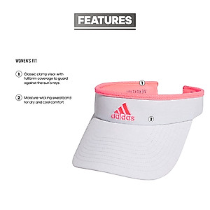 adidas womens Match visors headwear, Jersey Hats White/Acid Red, One Size US
