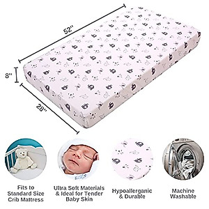Geapul 4PCS Nursery Baby Crib Bedding Set for Boys Girls Crib Quilt,Crib Sheet,Toddler Pillowcase,Wall Decals Soft Nursery Bedding Set for Baby Bed