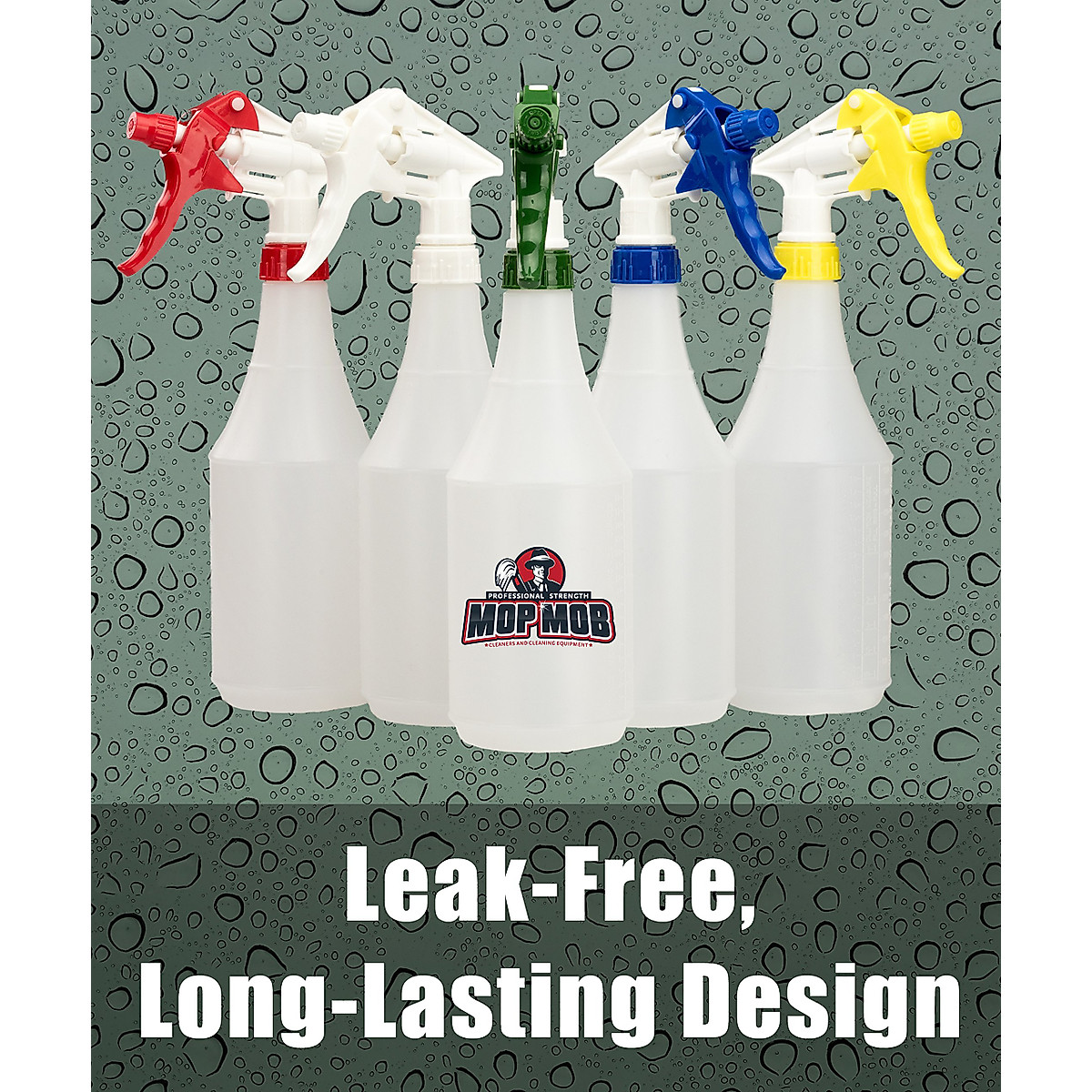 Mop Mob Leak-Free Chemical Resistant Spray Head and 32 oz Bottle 5 Pack Heavy-Duty Industrial Sprayer With Low-Fatigue Trigger and Nozzle for Auto/Car Detailing, Window Cleaning and Janitorial Supply
