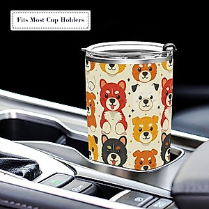 sanluoli Cute Retro Dogs Stainless Steel vacuum insulated water bottle with Straw Leak Resistant Flip coffee travel mug 20oz reusable vacuum insulated tumbler with lid 20 OZ