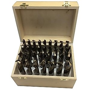 Drill America 33 Piece m35 Cobalt Reduced Shank Drill Bit Set in Wood Case (1/2" - 1" x 64ths), DWDCO Series