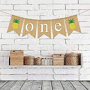 Morndew Summer Time Style with Pineapple One Banner for Baby Birthday Party Beach Summer Tropical Party Decorations