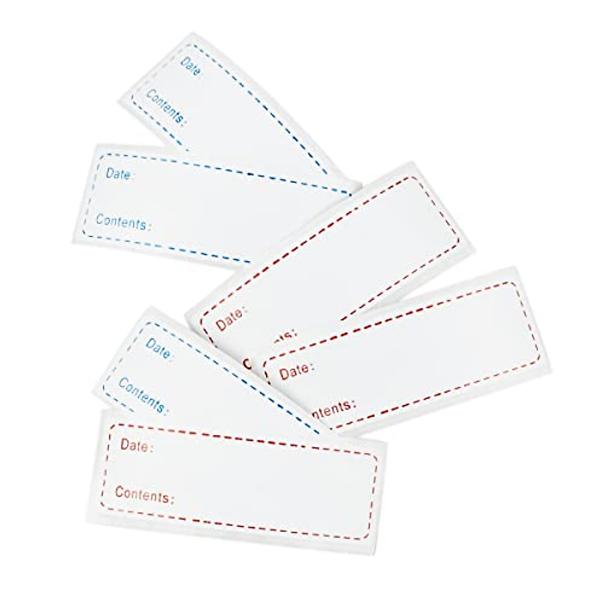 250Pcs 2 Rolls Self-Adhesive Removable Freezer Labels Food Date Labels Roll 1 x 3 Inch Waterproof Oil-Resistant Kitchen Refrigerator Labels, Easy to Write and Clean, 2 Color (Red,Blue)