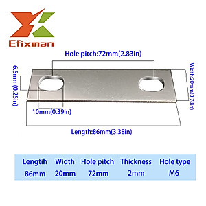 8PCS Lithium Battery Copper Connector, for 3.2V 240Ah 280Ah 304Ah LiFePO4 Cells DIY Lithium Battery Pack, Nickel Plating Process Bus bar Connector Hole Pitch 2.83inch…