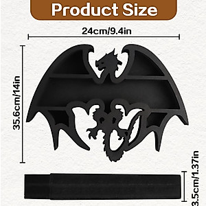 Stylitzy Wooden Floating Shelf Dragon Design Unique Room Decor Crystal & Rock Display Shelf, Floating Wall Shelves with Dragon Design for Rocks, Crystals, Oils, Stones, Plants(14x9.4inches
