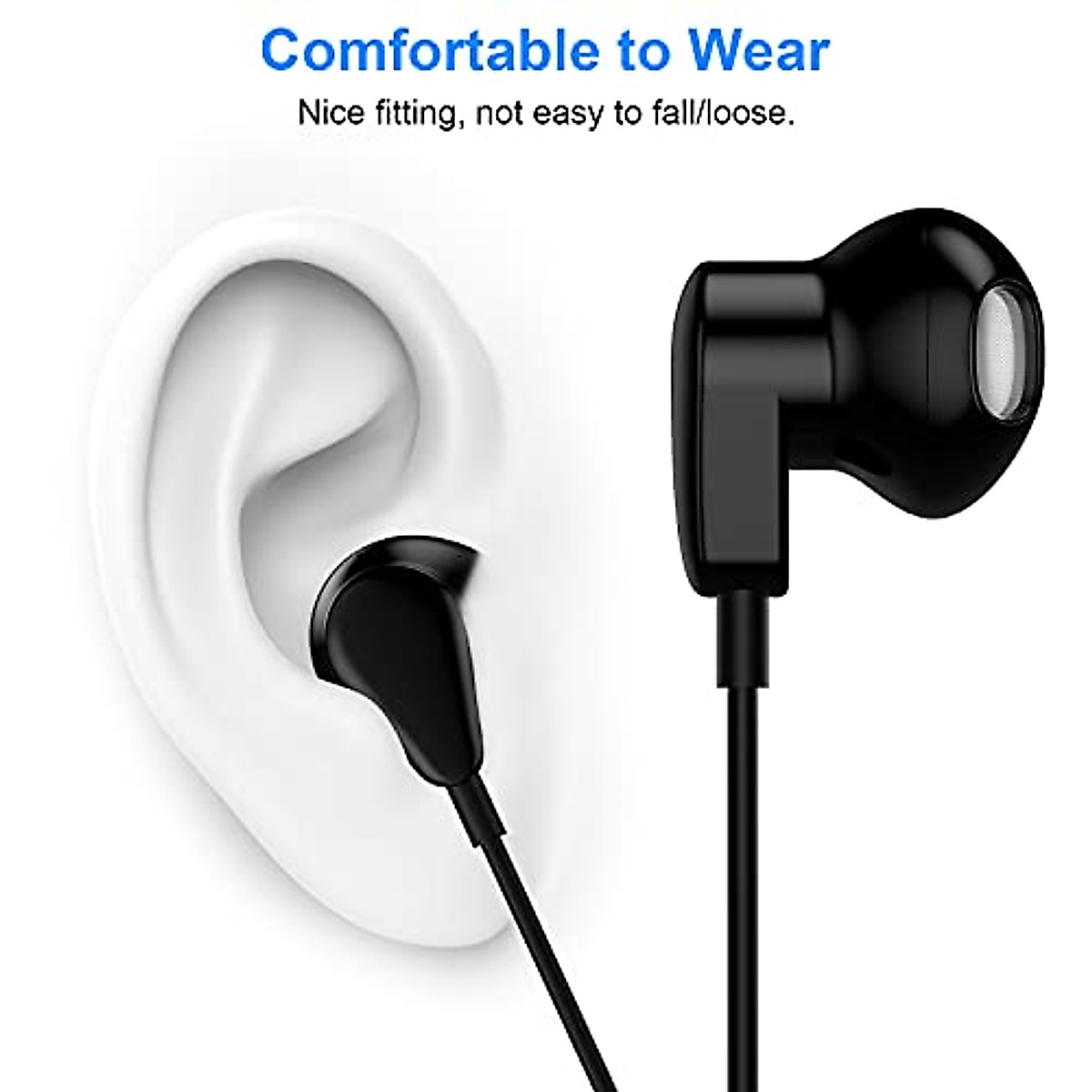 TITACUTE USB C Headphones for Samsung S23 Ultra S22 S21 S20 A53 Galaxy Z Flip Fold Digital Type C Earphone with Mic Noise Canceling Wired Earbuds for iPad 10 Pro Air Mini Pixel 7 6 6a OnePlus 11 Black