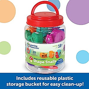 Learning Resources Snap-n-Learn Shape Snails - 20 Pieces, Age 18+ Months Toddler Learning Activities, Educational Toys, Set Color, Teaching Toys