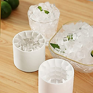 Silicone Ice Cube Maker Cup, Cylinder Trays Lattice Ice Cube Mold, Made of Food Grade Silicone and ABS Material, Holds to 60 Ice Cubes, Press-Type Easy-Release Ice Maker Tray, Safe (Yellow and White)