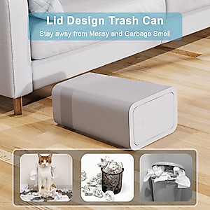 ePiiChua 3 Pack 10 Liter / 2.6 Gallon Small Trash Can with Lid, Bathroom Garbage Can with Pop-up Lid, Waste Basket for Bathroom, Kitchen, Bedroom, Powder Room, Craft Room, Office, College (Gray)