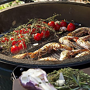 KAMaster 18" Half Moon Cast Iron Reversible Griddle for Large Big Green Egg and Other 18in Kamado Grills BGE Cooking Grate BBQ Accessories