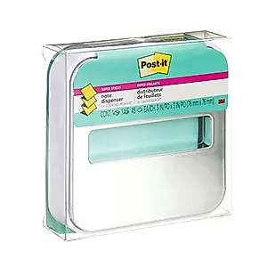 Post-it Dispenser Sticky Dispenser, 3x3 in, White & Silver, Easy One Handed Dispensing (STL-330-W)