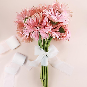 GLAMFIELDS Chiffon Ribbon Fringe Fabric Set 1.5" x 21Yd for Bouquets Wrapping, Wedding Invitations, Decorations, Gifts Wrapping & Bow Making,3 Rolls Cream White