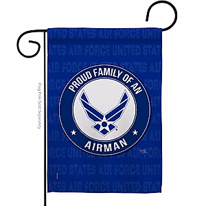 Proud Family Airman Garden Flag - Armed Forces Air Force USAF United State American Military Veteran Retire Official - House Decoration Banner Small Yard Gift Double-Sided Made In USA 13 X 18.5