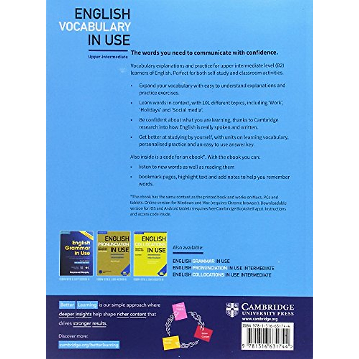 English Vocabulary in Use Upper-Intermediate Book with Answers and Enhanced eBook: Vocabulary Reference and Practice