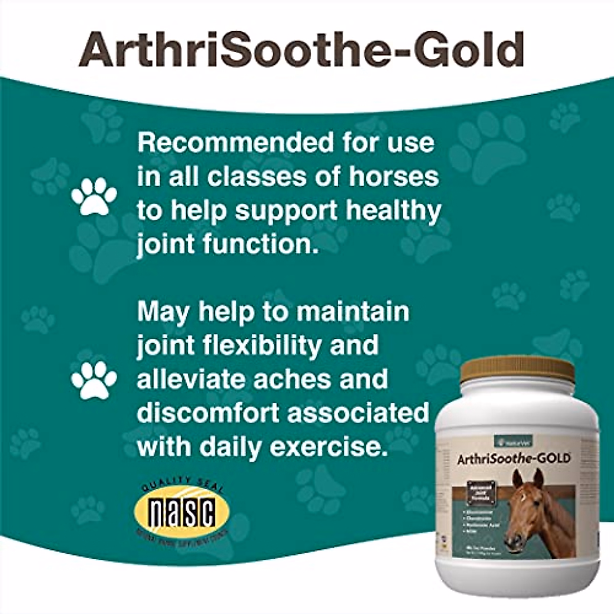 NaturVet ArthriSoothe Gold Advanced Joint Horse Supplement Powder – For Healthy Joint Function in Horses – Includes Glucosamine, MSM, Chondroitin, Hyaluronic Acid – 120 Day Supply