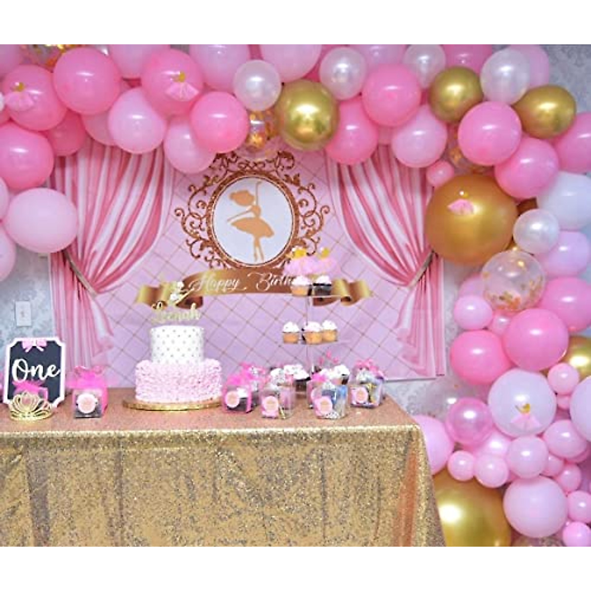 CSFOTO 5x3ft Ballerina Birthday Backdrop Party Decorations Cinderella Party Supplies Ballet Backdrop 4 Years Birthday Background Ballerina Backdrop Birthday Party Banner