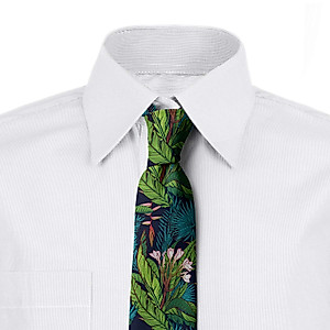 Ambesonne Men's Tie, Tropical Jungle Pattern, Necktie, 3.7", Green Blue