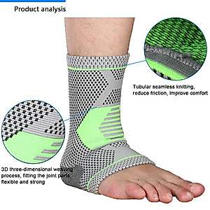 Ankle Support Sleeve, Sport Elastic Ankle Compression Brace Sleeve Socks, Man Woman Ankle Protector for Arthritis Pain Relief Ligament Damage Injury Recovery Plantar Fasciitis Heel Spurs, 1 Pair (S)