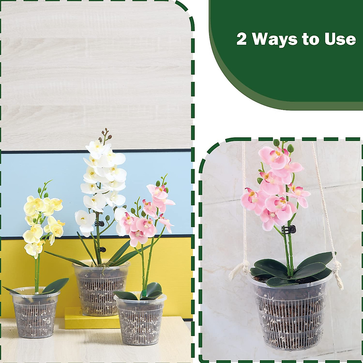 Tialero Orchid Pot, 12 Pack Orchid Pots with Holes, 4 Each of 4.5in, 5.5in and 6.3in Clear Orchid Pots for Repotting, Breathable Slotted Orchids Planter (4Pcs 6.3in+ 4Pcs 5.5in+ 4Pcs 4.5in)
