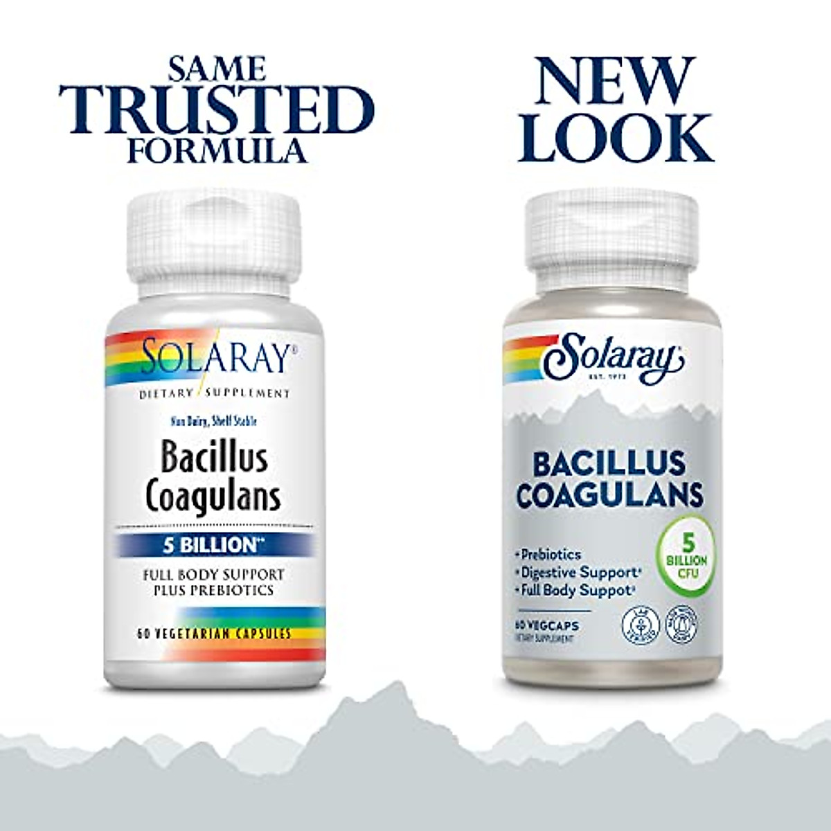 SOLARAY Bacillus Coagulans Probiotic, Shelf Stable | Full Body Support | 5 Bill. CFUs & Prebiotics, 60 VegCaps, 30 Serv.