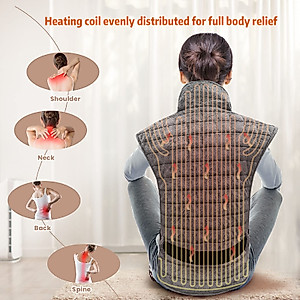 Large Heating Pad for Neck,Shoulder,Back,38" x 24" Full Weighted Heating Pad for for Back Pain Relief, 3lb, 12 Heat Level Hot Heated Pad, 1-24Hour Auto Shut Off, Stay on Function,Fast Heating Wrap