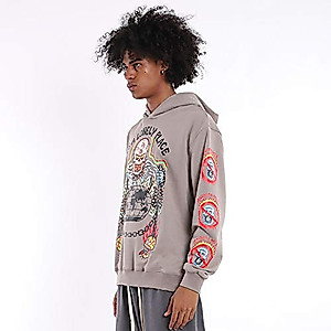 NAGRI Kanye It's A Longly Palace Hoodie Men's Graphic Hooded Sweatshirt Long Sleeve Pullover Hoodie Large,light Grey